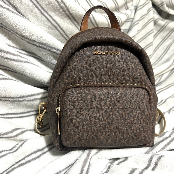 Michael Kors | Bags | Michael Kors Monogram Small Mini Brown Leather ...